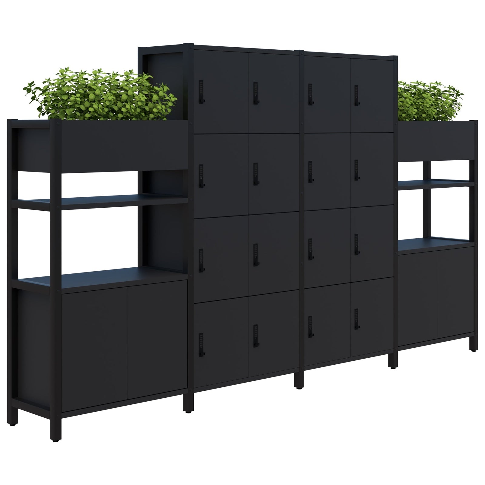 Grid 40 Locker / Planter Display Wall - 4-5 Tier Unit