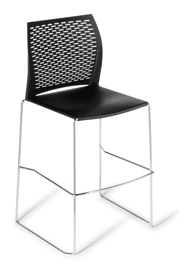 Net Sled Chair: Durable Polypropylene with Perforated Backrest and Stackable Design